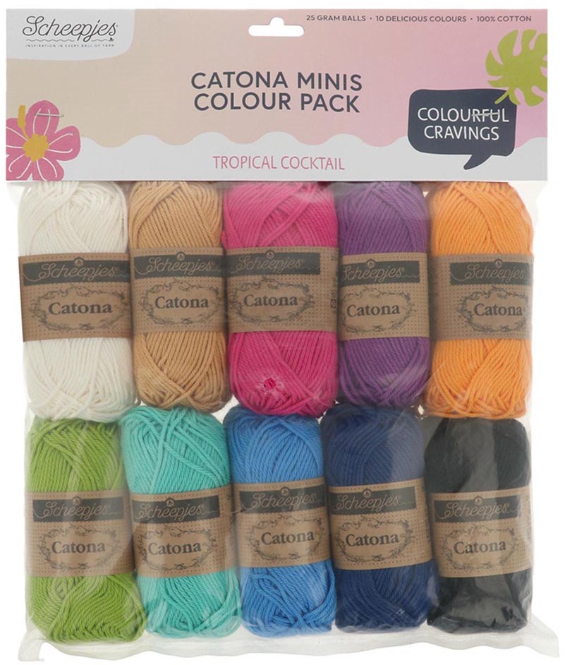 Scheepjes Catona Colour Pack Tropical Cocktail 10x25g | 100% Mercerised ...