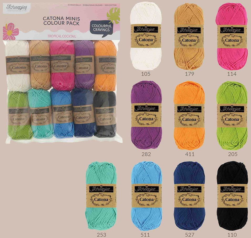 Scheepjes Catona Colour Pack Tropical Cocktail 10x25g | 100% Mercerised ...