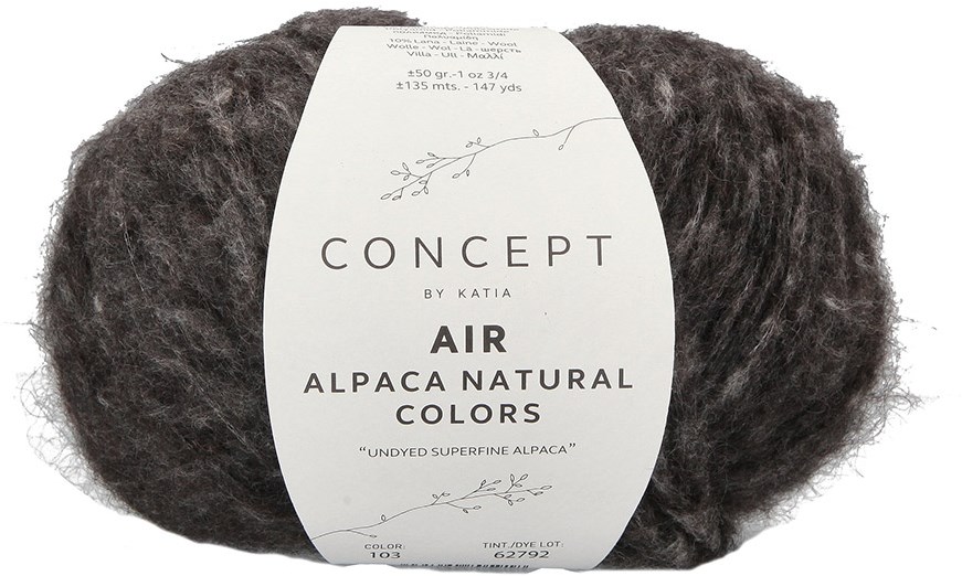 Katia Air Alpaca Natural Colors 103 Black | Yarnplaza.com
