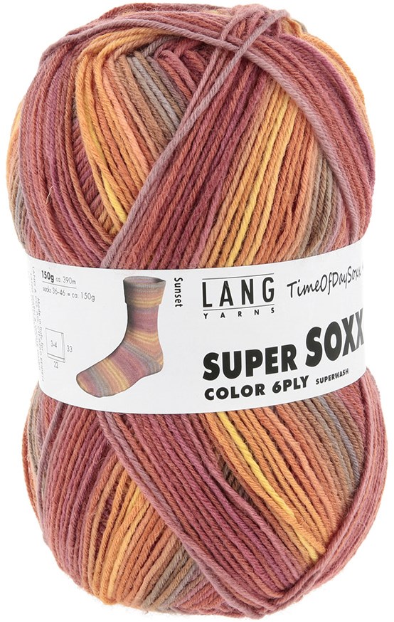 Lang Yarns Super Soxx Color 6-Fach 0530 Orange/Pink/Yellow 1147 Sunset | Yarnplaza.com