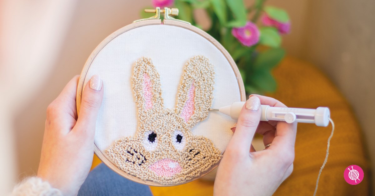 Punch an Easter bunny with our free punch needle patterns
