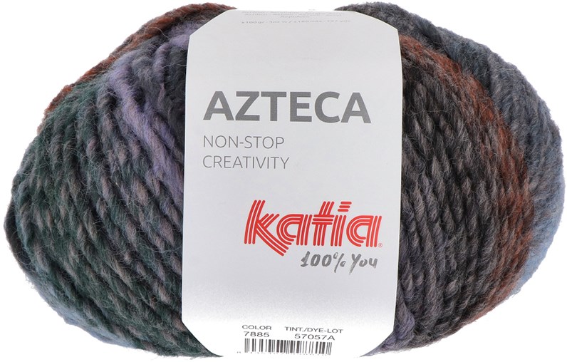 Katia Azteca 7885 Green blue/Khaki /Orange | Order online at Yarnplaza.com