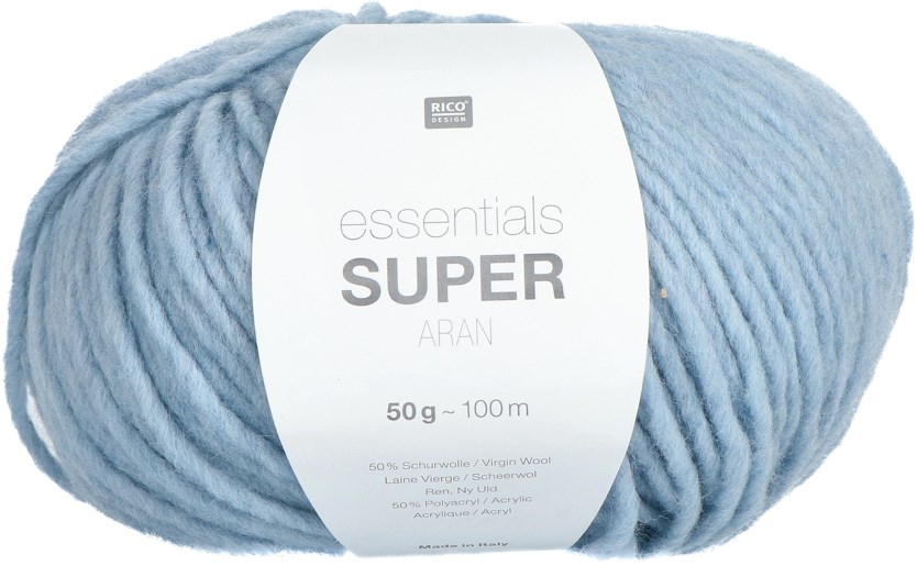 Rico Essentials Super Aran 010 Light Blue | Yarnplaza – For knitting ...