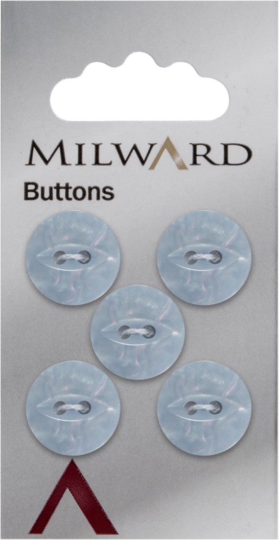 Milward Mother of Pearl Button White-Blue - Yarnplaza.com
