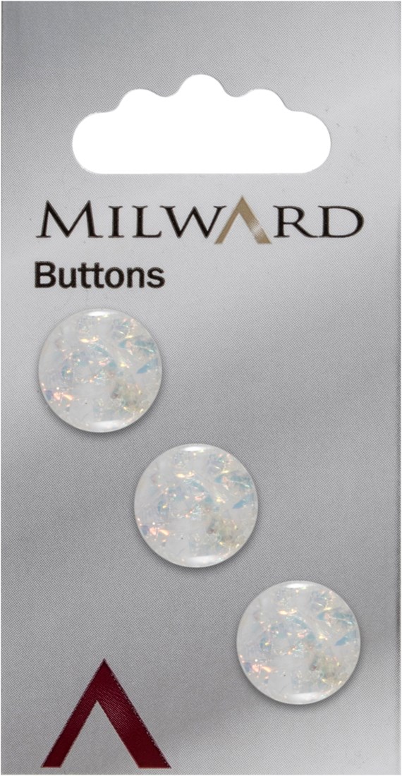 Milward Glitter Effect Button White - Yarnplaza.com