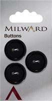 Milward Button Matte with Rim Shiny Black - Yarnplaza.com