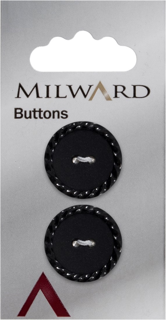 Milward Button Matte Textured Rim Black - Yarnplaza.com
