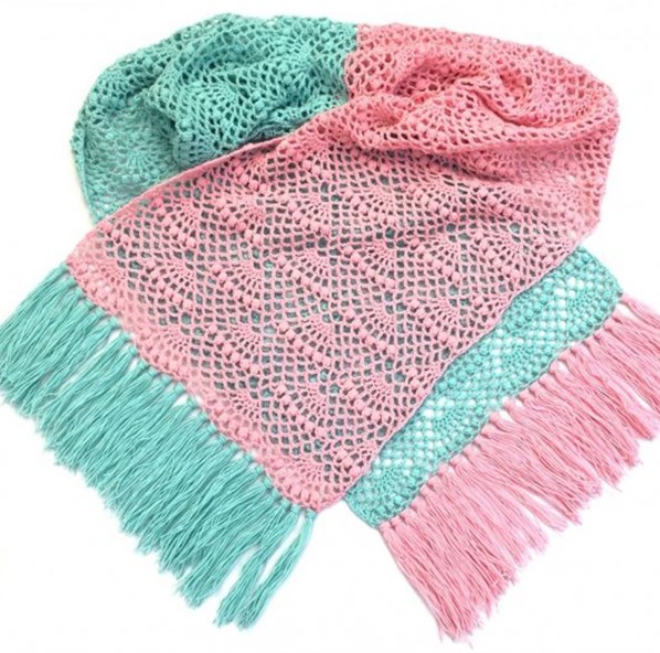 Crochet Pattern Fan Shawl Rectangle - Yarnplaza.com